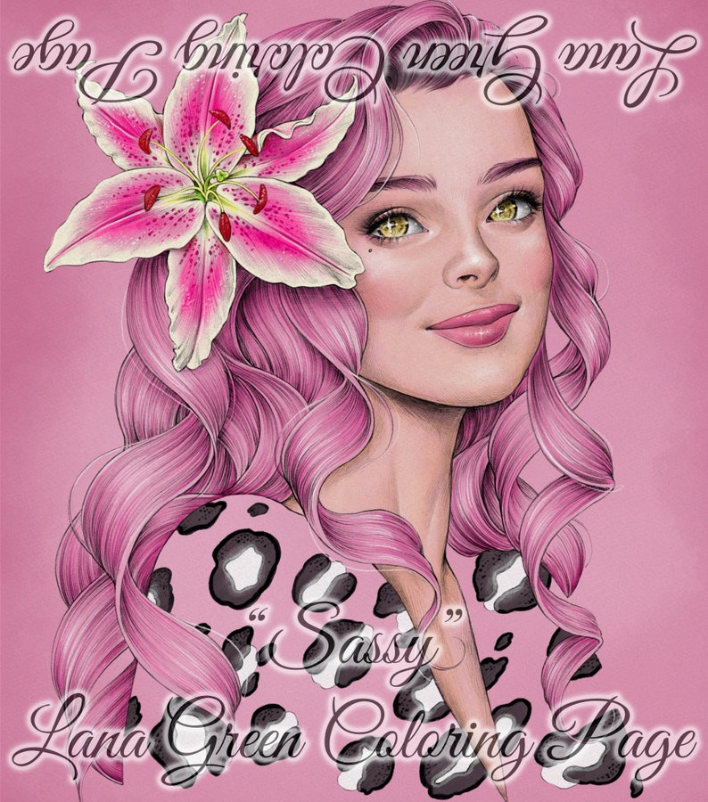 Sassy • Coloring Page for Adults • Grayscale Coloring Page • Instant ...