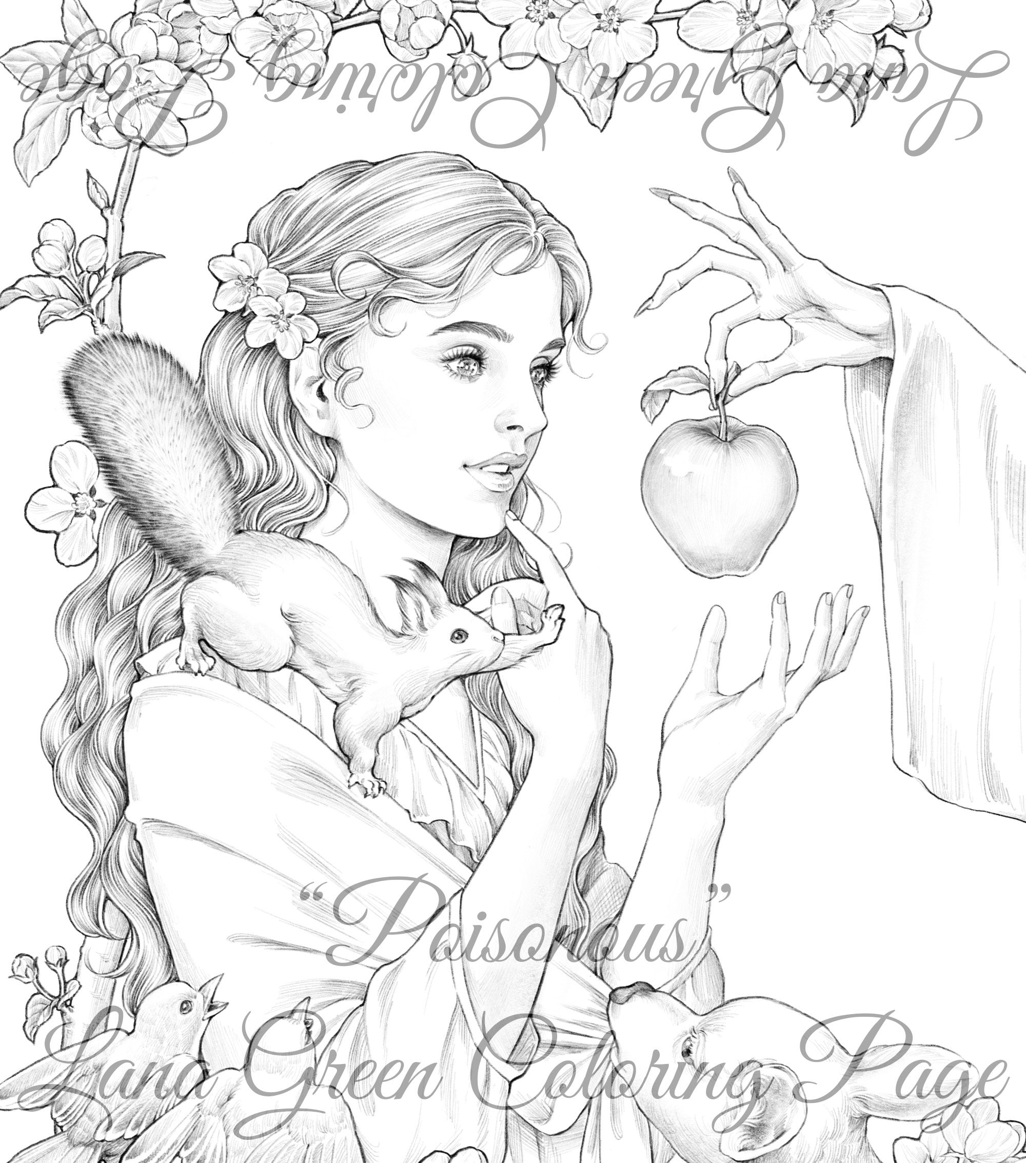 Poisonous Coloring Page for Adults Grayscale Coloring Page - Etsy Norway