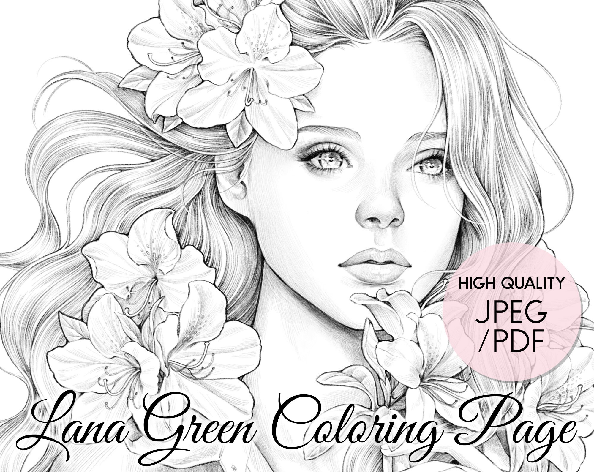 Azalea Coloring Page for Adults Grayscale Coloring Page - Etsy