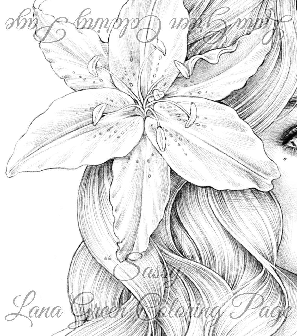 Sassy • Coloring Page for Adults • Grayscale Coloring Page • Instant ...