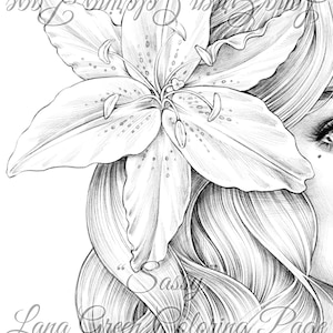 Sassy • Coloring Page for Adults • Grayscale Coloring Page • Instant ...
