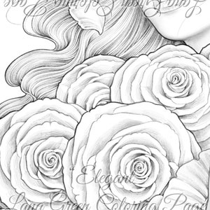 Elegant • Coloring Page for Adults • Grayscale Coloring Page • Instant ...