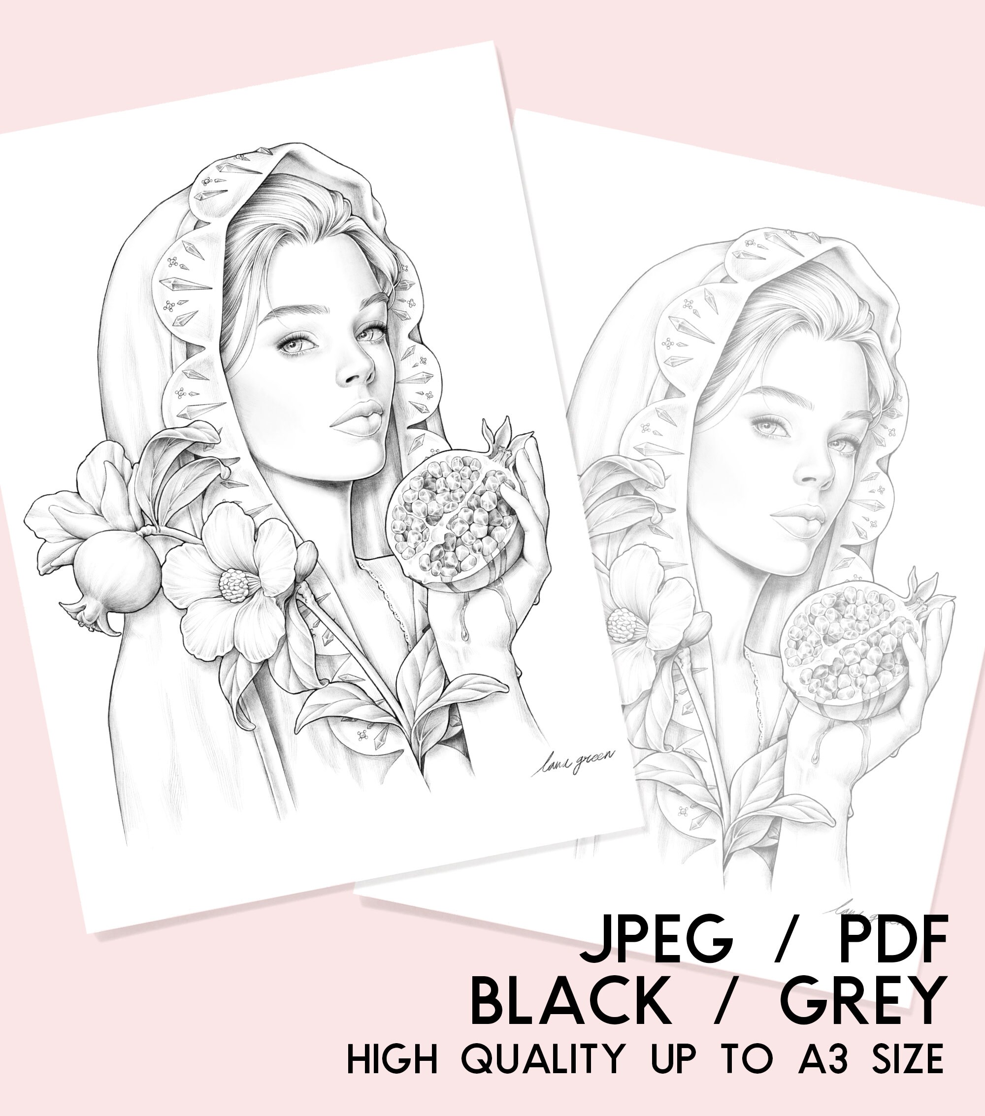 Ruby Coloring Page for Adults Grayscale Coloring Page - Etsy