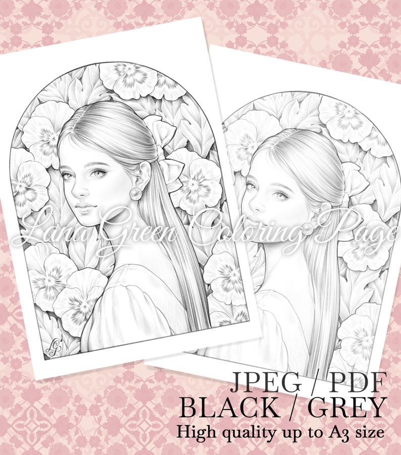 Pearl • Coloring Page for Adults • Grayscale Coloring Page • Instant ...