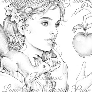 Poisonous Coloring Page for Adults Grayscale Coloring Page Instant ...