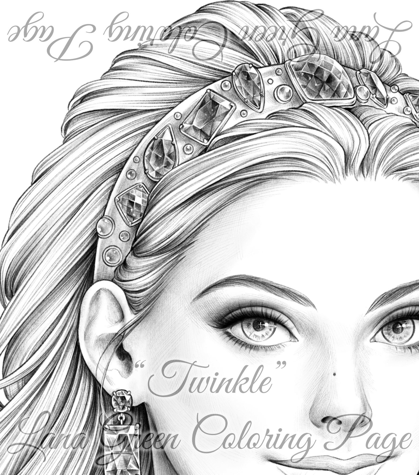 Twinkle Coloring Page for Adults Grayscale Coloring Page - Etsy