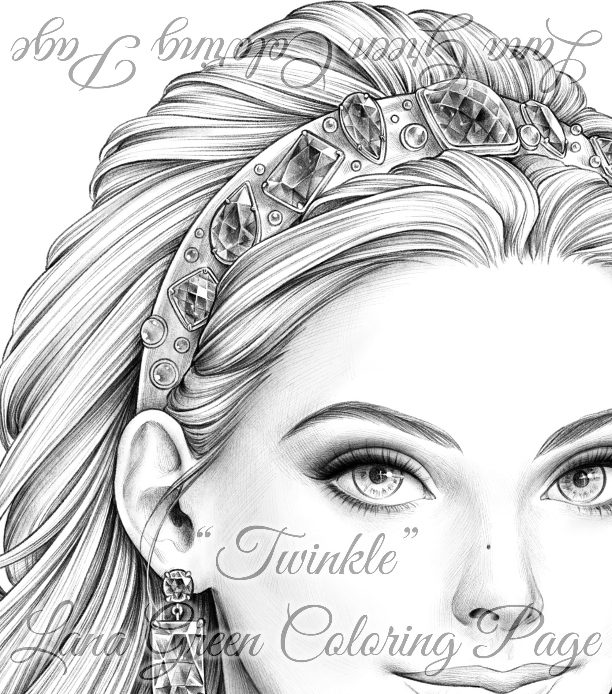 Twinkle Coloring Page for Adults Grayscale Coloring Page - Etsy