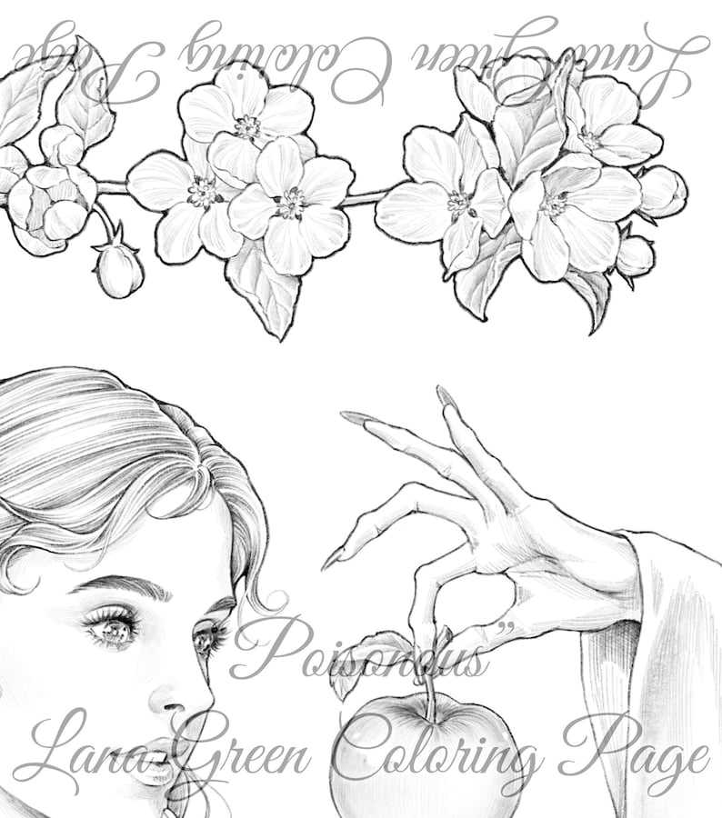 Poisonous Coloring Page for Adults Grayscale Coloring Page - Etsy
