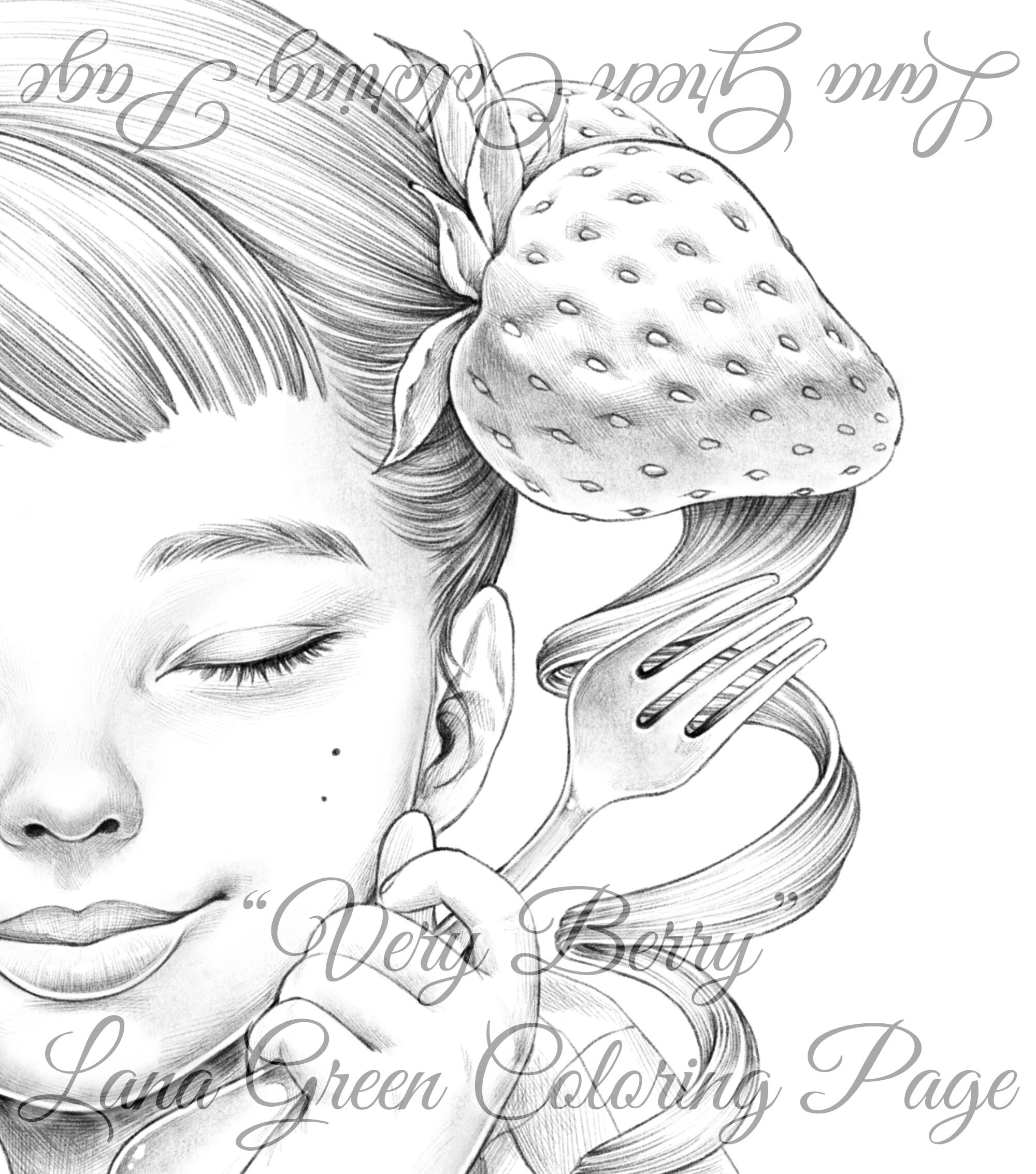 Very Berry Coloring Page for Adults Grayscale Coloring - Etsy