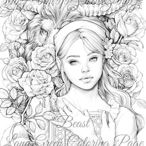 Beast • Coloring Page for Adults • Grayscale Coloring Page • Instant ...