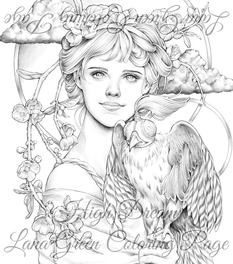 High Dream Coloring Page for Adults Grayscale Coloring - Etsy