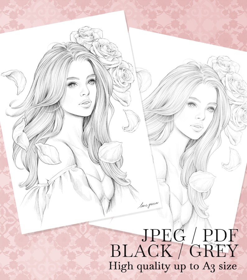 Red Wind • Coloring Page for Adults • Grayscale Coloring Page • Instant ...