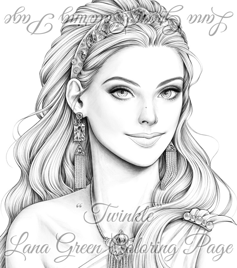 Twinkle Coloring Page for Adults Grayscale Coloring Page - Etsy