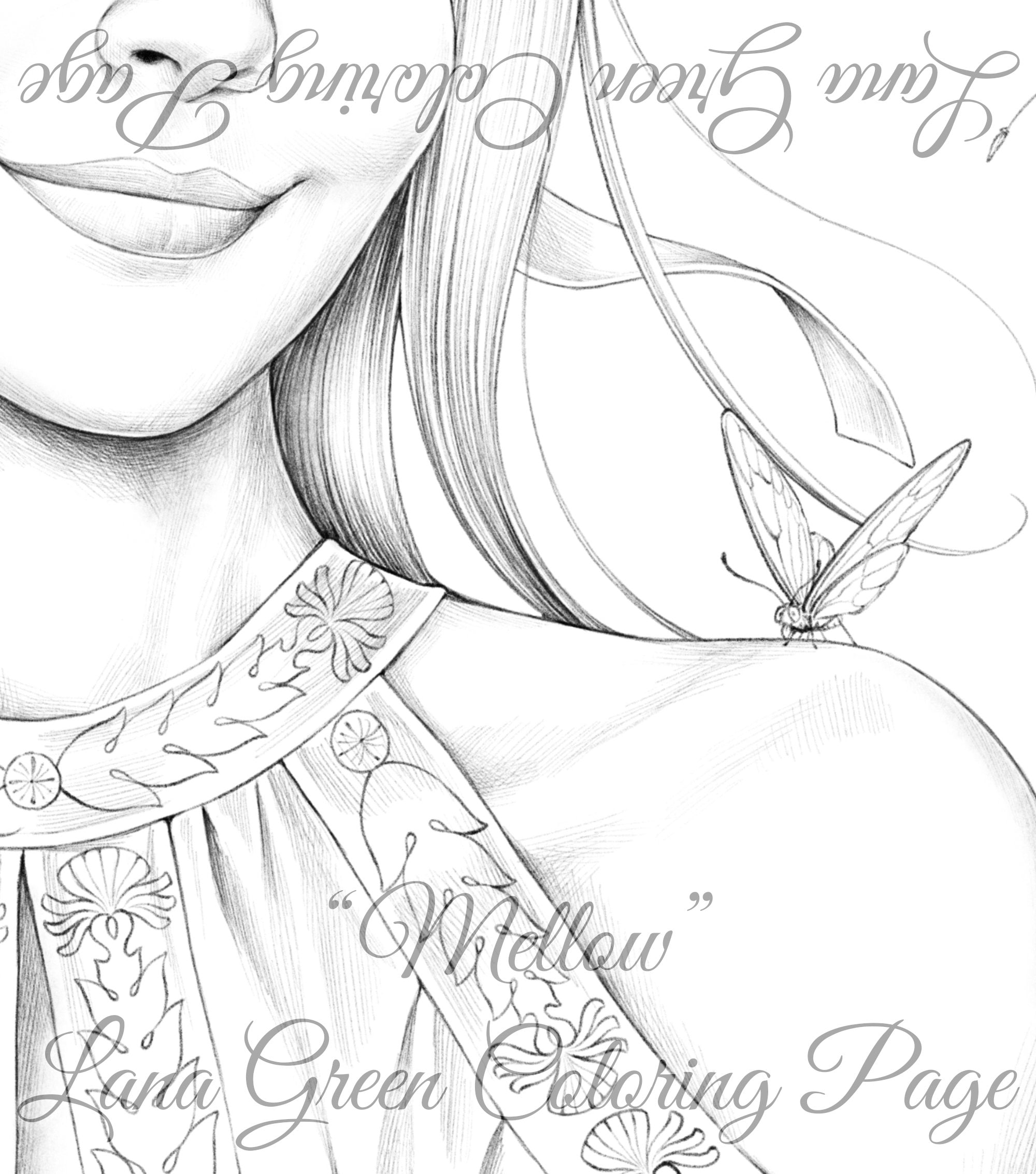 Mellow Coloring Page for Adults Grayscale Coloring Page - Etsy