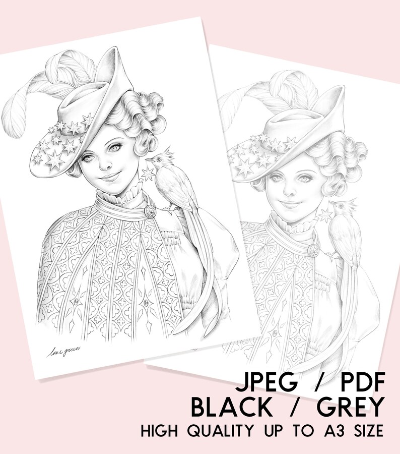 Stargazer Coloring Page for Adults Grayscale Coloring Page - Etsy Australia