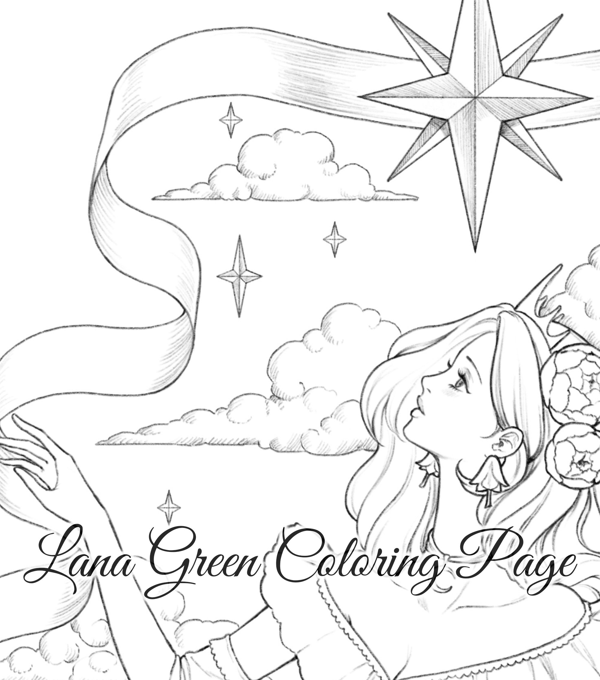 Dawn Princess Line Drawing Coloring Page Coloring Page for - Etsy