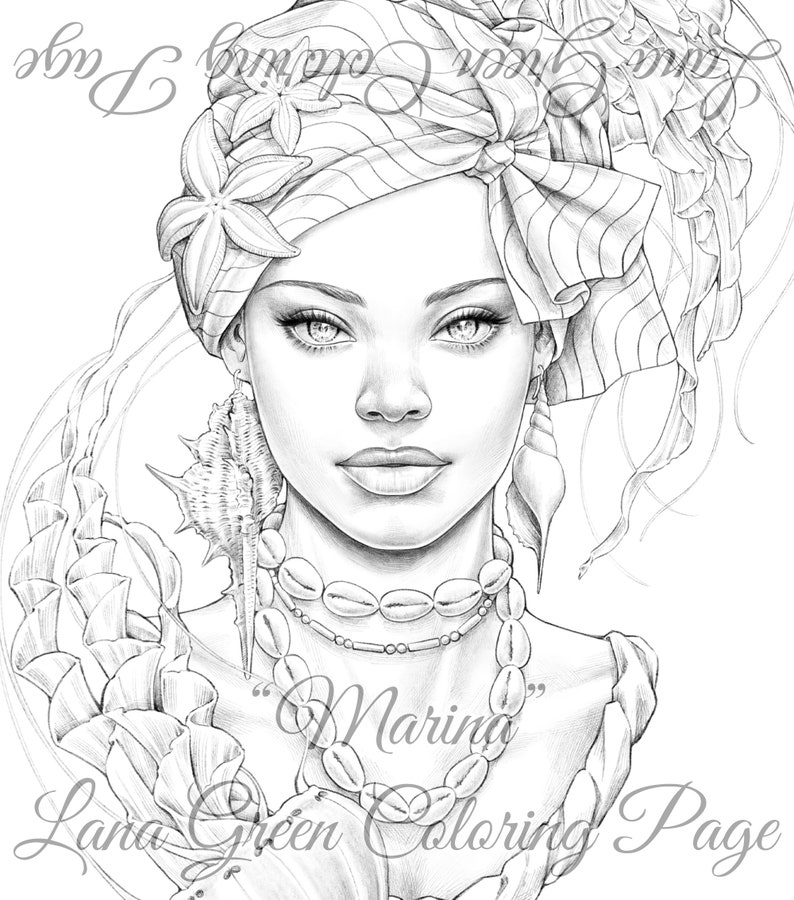Marina Coloring Page for Adults Grayscale Coloring Page - Etsy