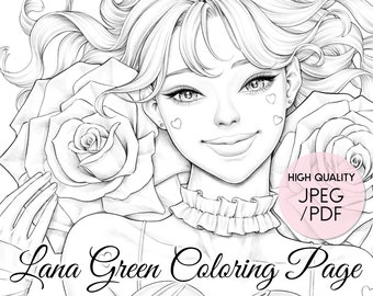 Herba Coloring Page for Adults Grayscale Coloring Page Instant Download ...