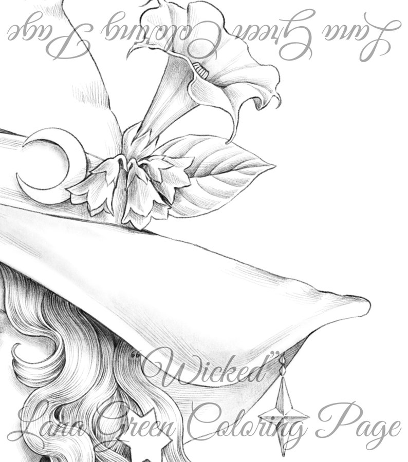 Wicked Halloween Coloring Page for Adults Grayscale - Etsy
