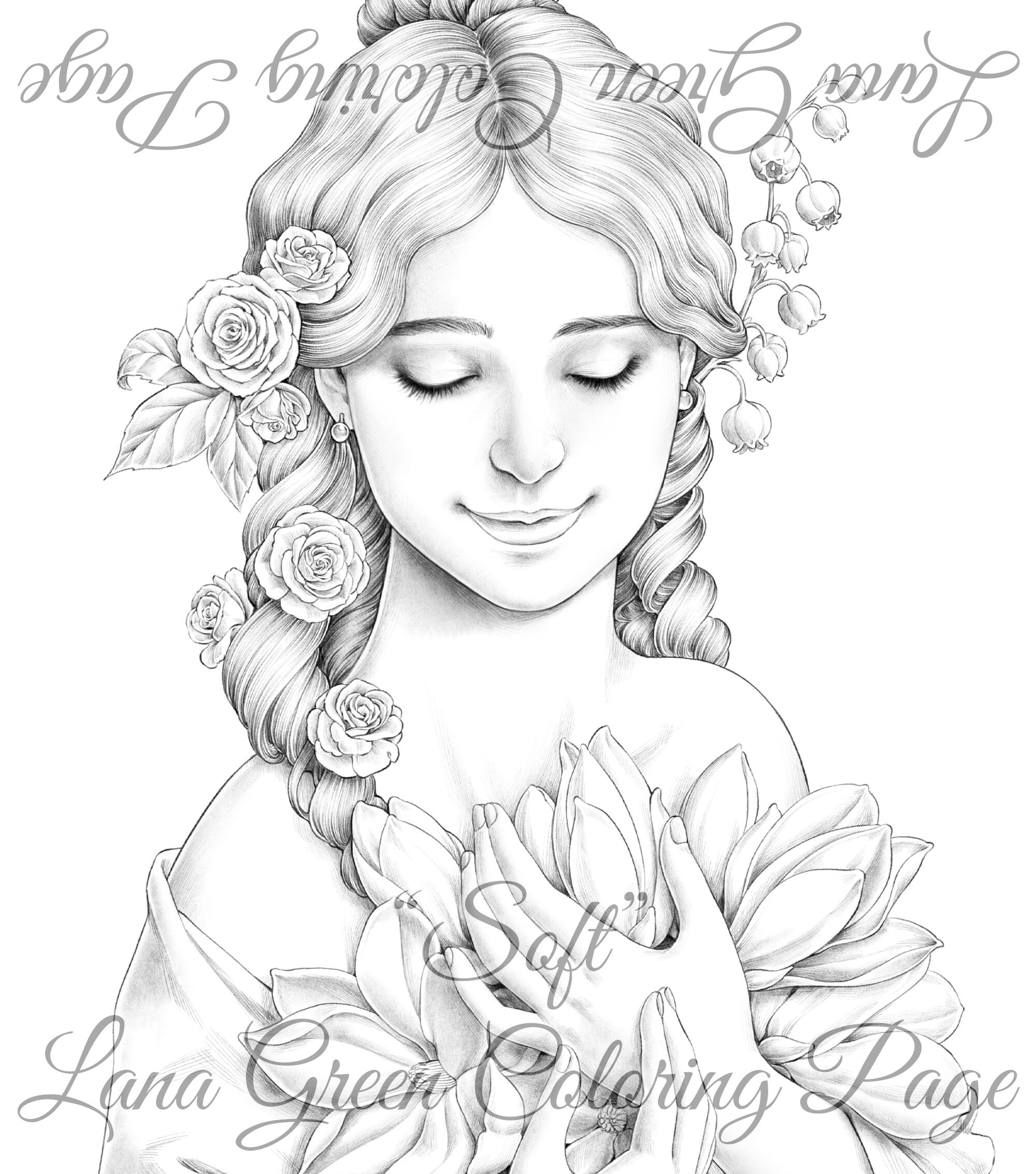 Soft Coloring Page for Adults Grayscale Coloring Page - Etsy UK