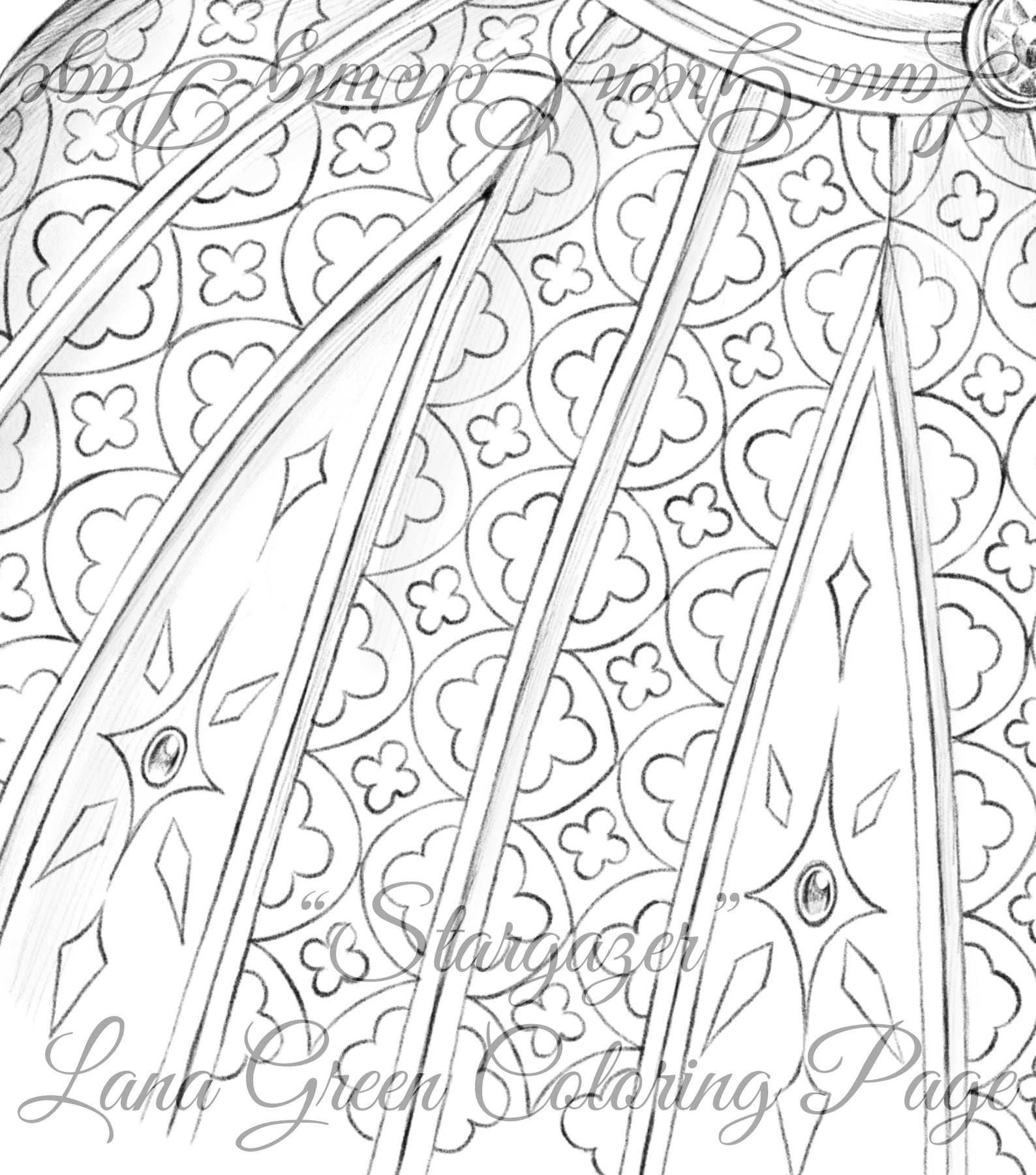 Stargazer • Coloring Page for Adults • Grayscale Coloring Page ...