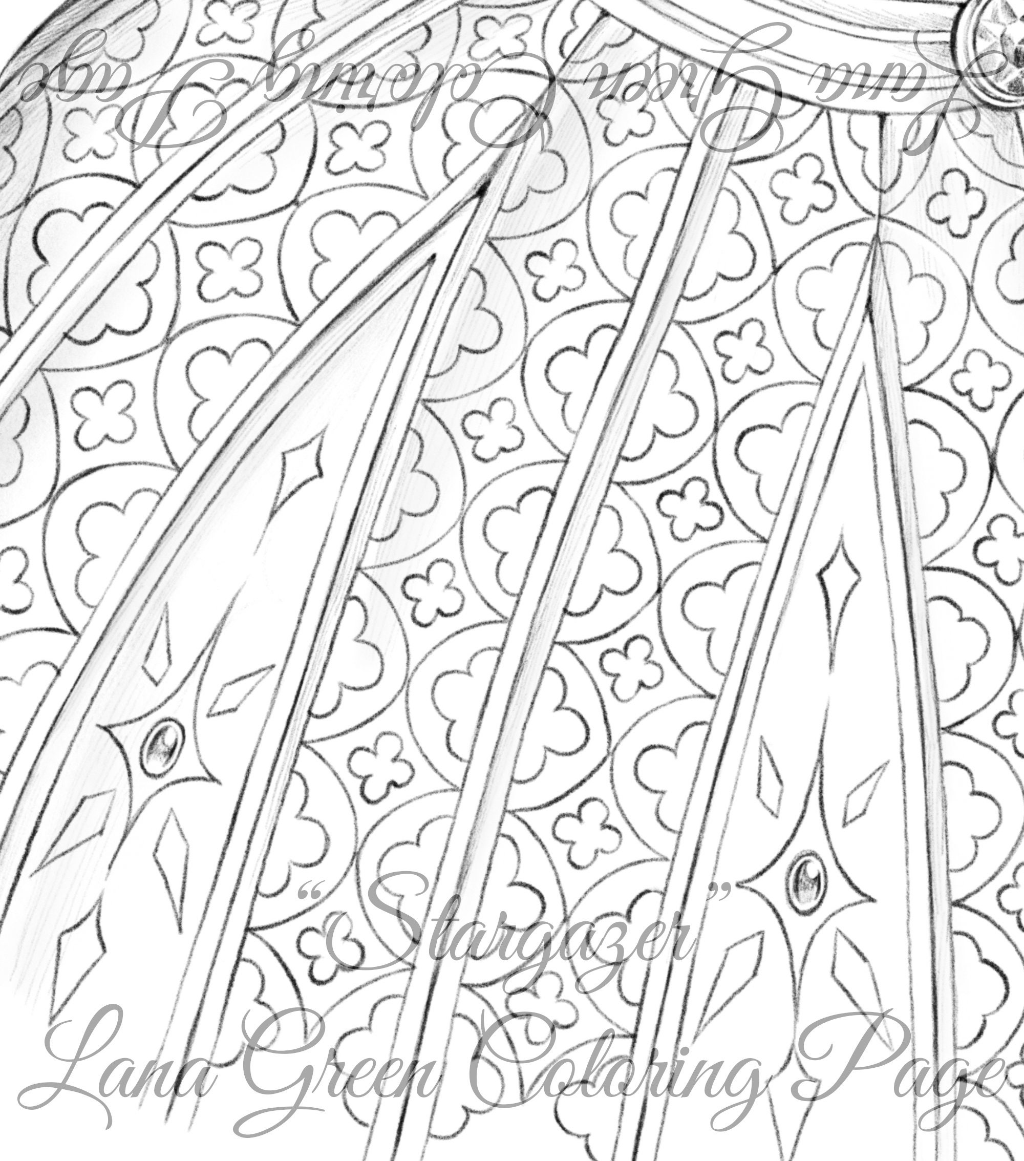 Stargazer Coloring Page for Adults Grayscale Coloring Page - Etsy UK