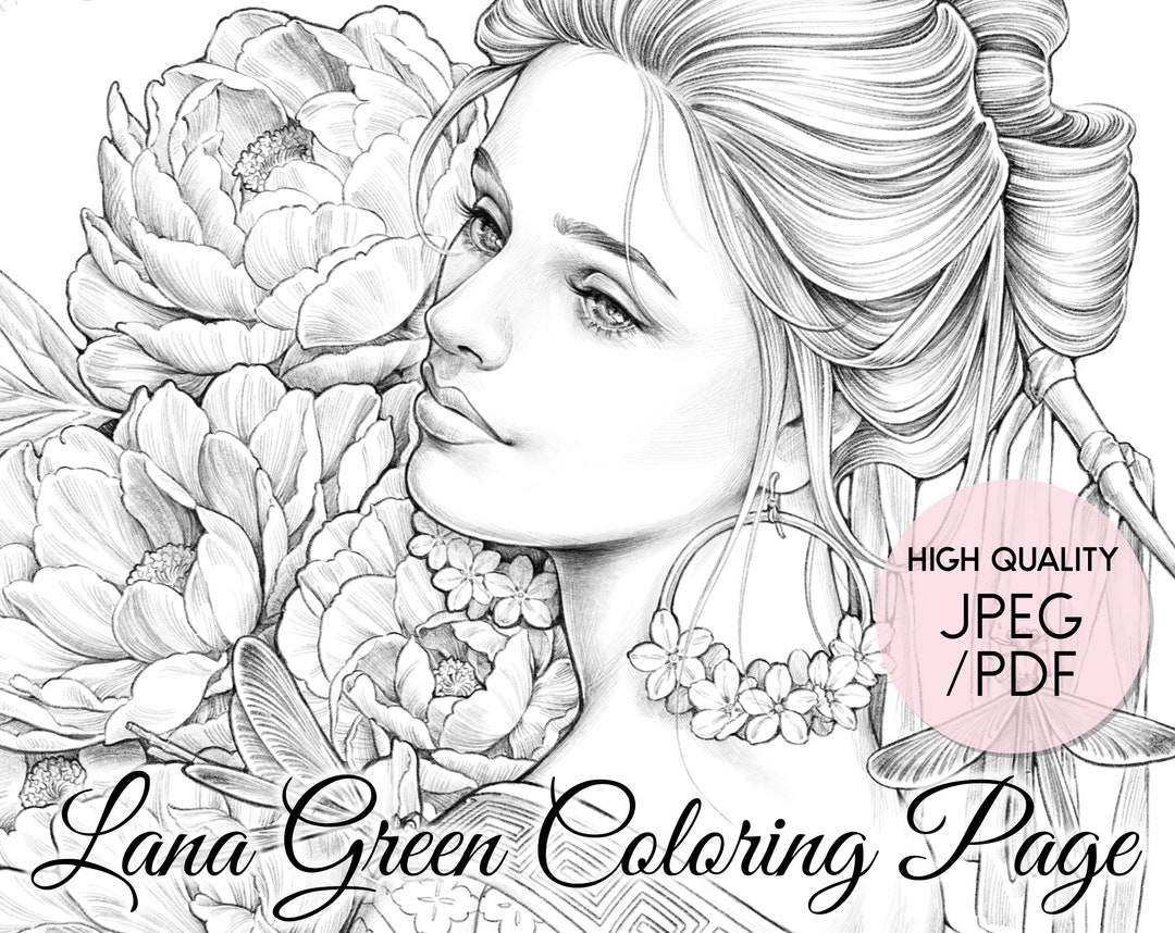 Spring Cuddle • Coloring Page for Adults • Grayscale Coloring Page ...