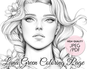 Herba Coloring Page for Adults Grayscale Coloring Page Instant Download ...