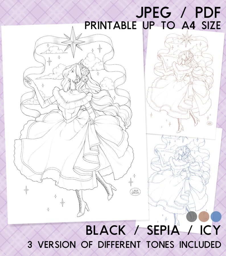 Dawn Princess Line Drawing Coloring Page Coloring Page for - Etsy Canada