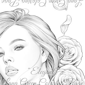 Elegant • Coloring Page for Adults • Grayscale Coloring Page • Instant ...