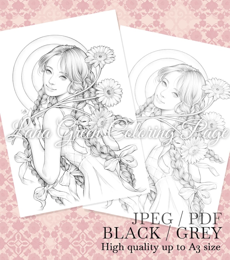 Bright • Coloring Page for Adults • Grayscale Coloring Page • Instant ...