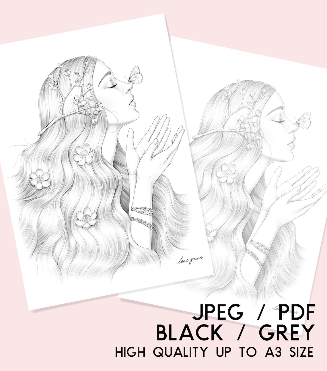 Grace Coloring Page for Adults Grayscale Coloring Page - Etsy