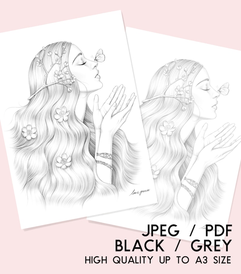 Grace Coloring Page for Adults Grayscale Coloring Page - Etsy