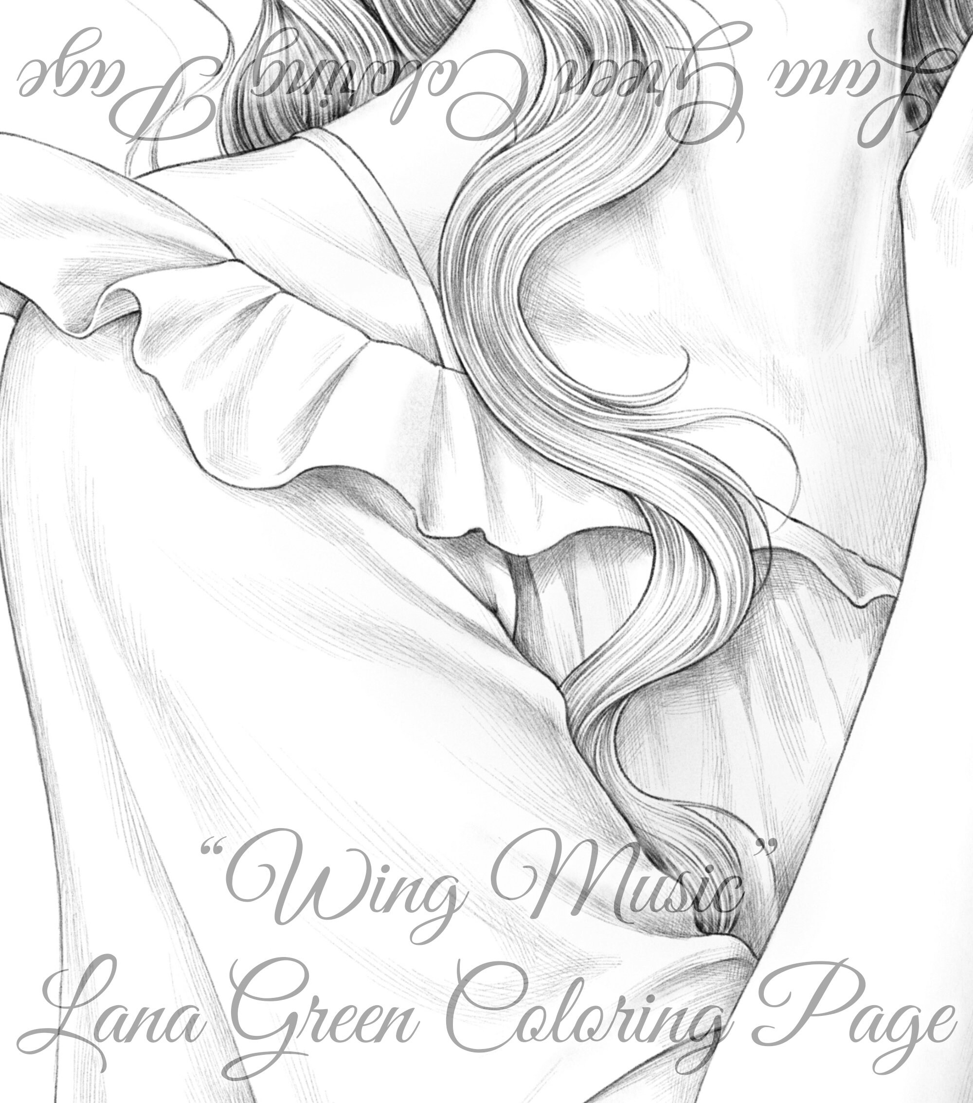 Wing Music Coloring Page for Adults Grayscale Coloring - Etsy UK