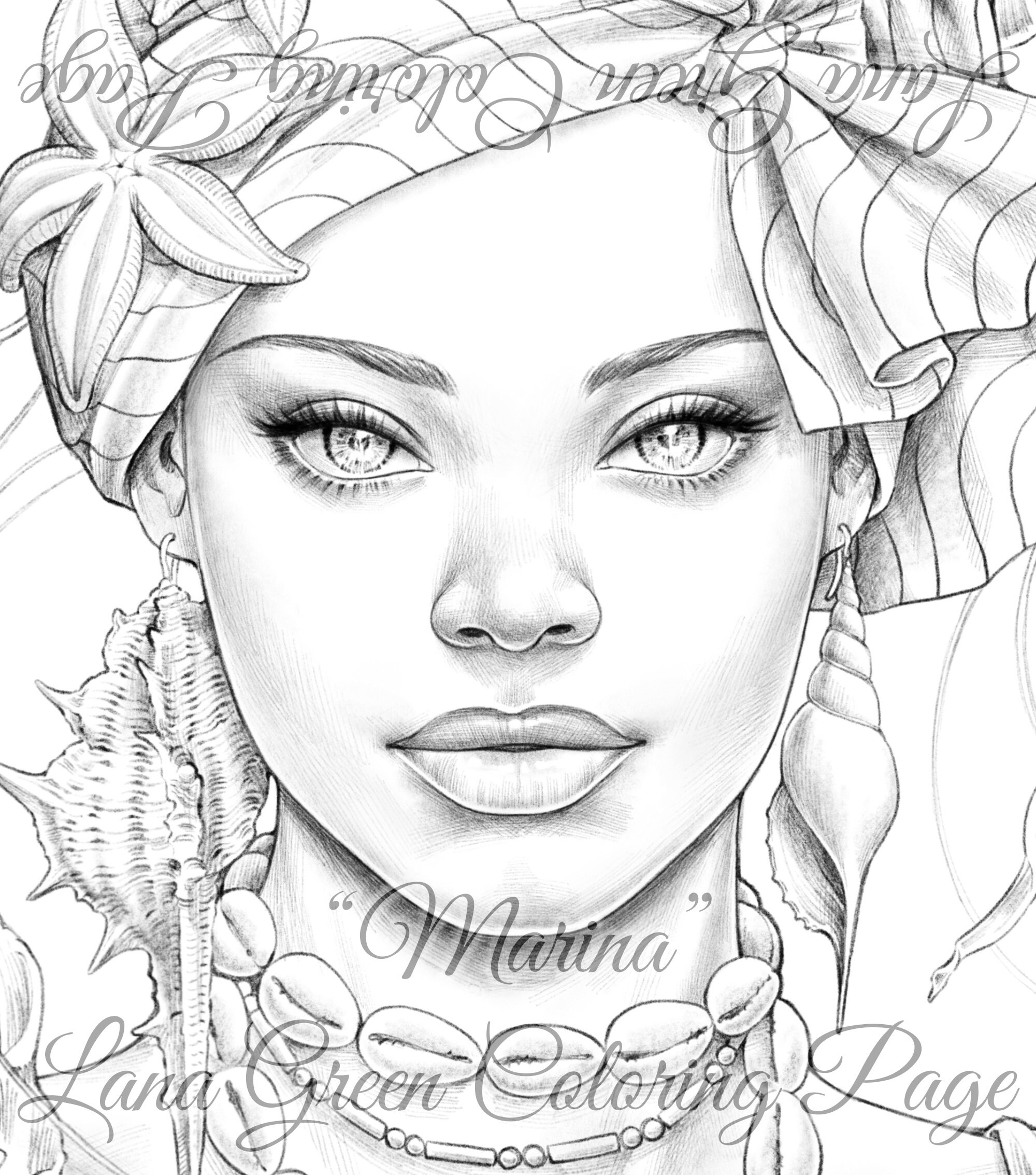 Marina Coloring Page for Adults Grayscale Coloring Page - Etsy UK