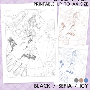 Flight to the East Line Drawing Coloring Page Coloring Page for Adult ...