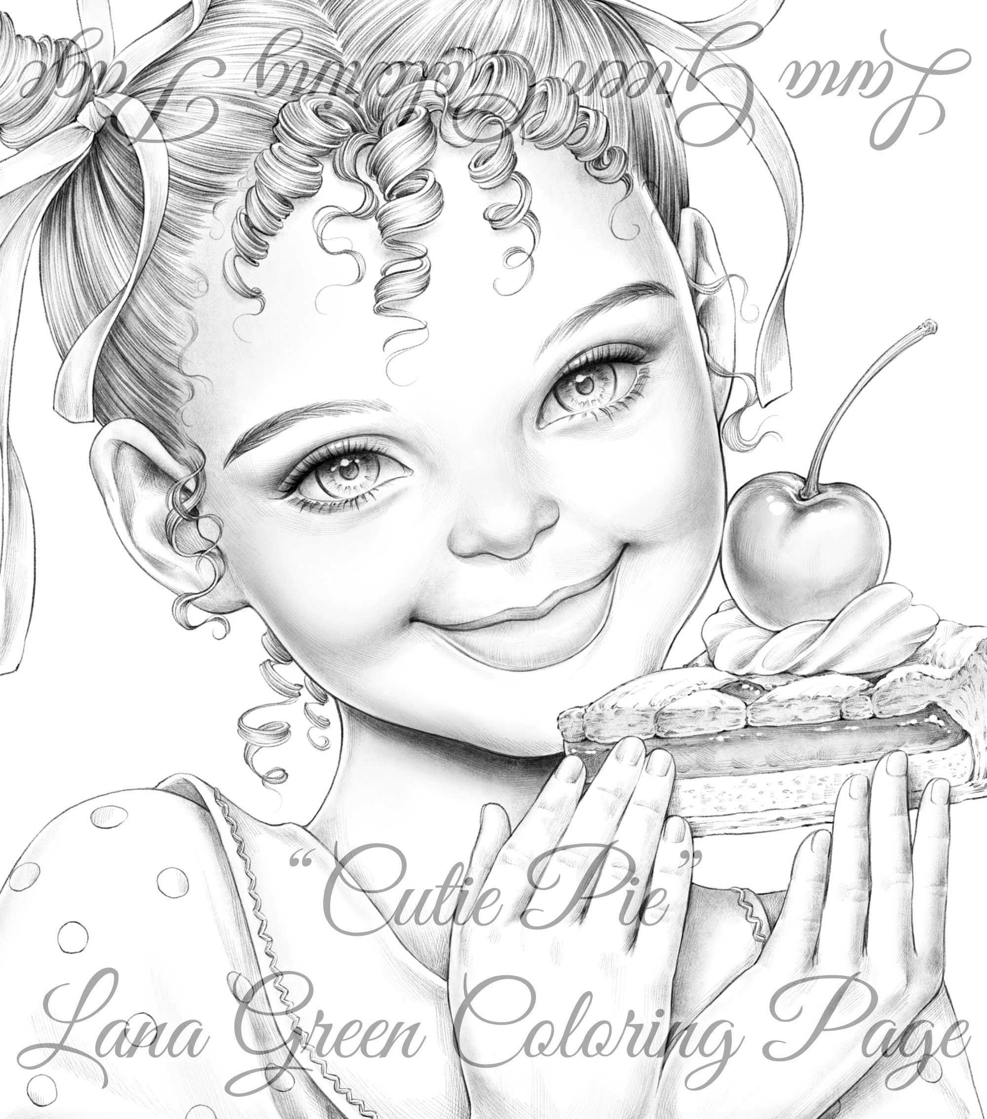 Cutie Pie Coloring Page for Adults Grayscale Coloring Page - Etsy UK