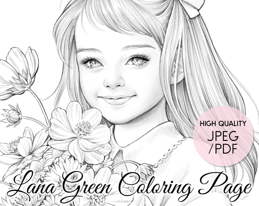 Late Summer • Floral Babies • Coloring Page for Adults • Grayscale ...