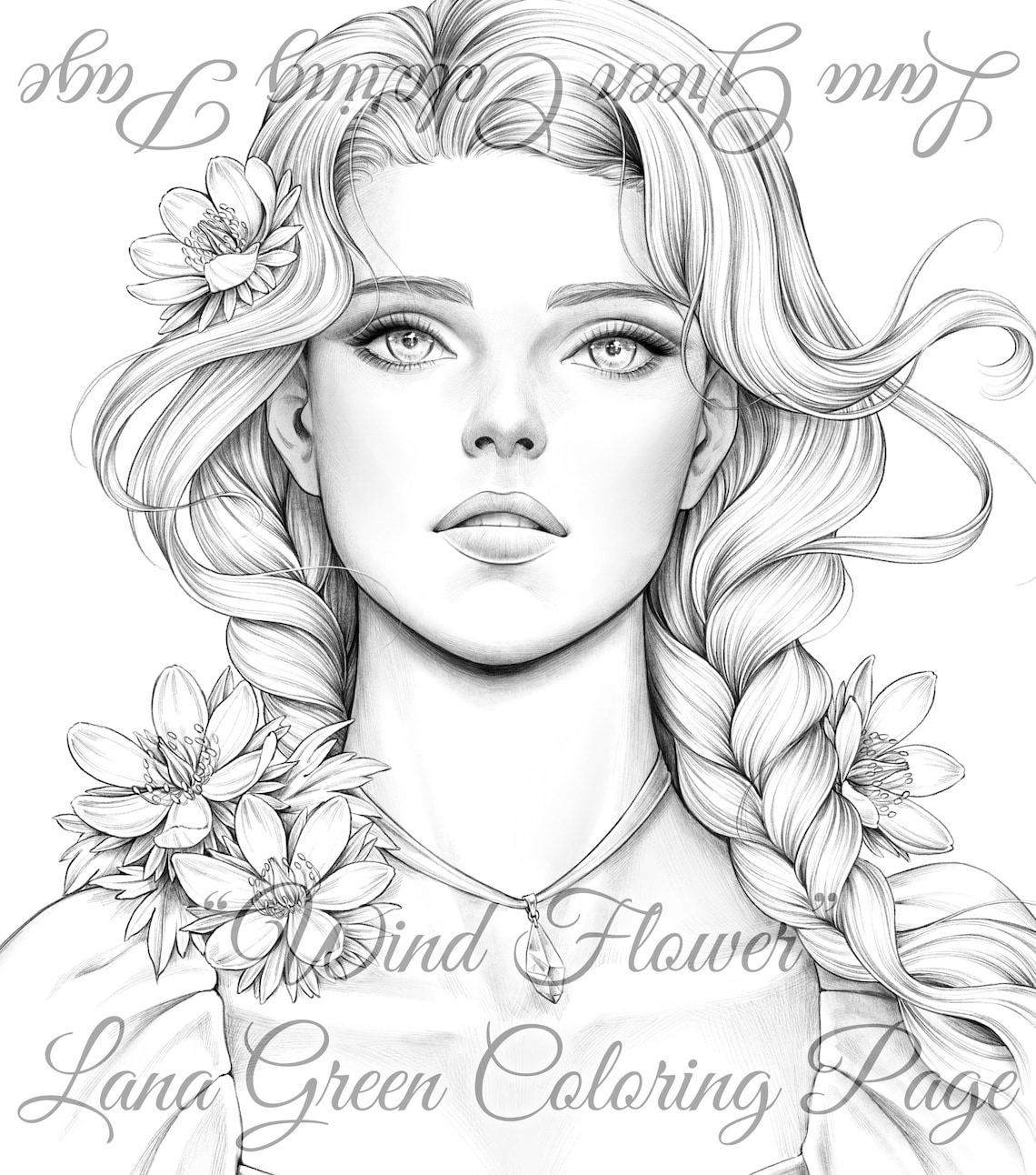 Wind Flower Coloring Page for Adults Grayscale Coloring - Etsy