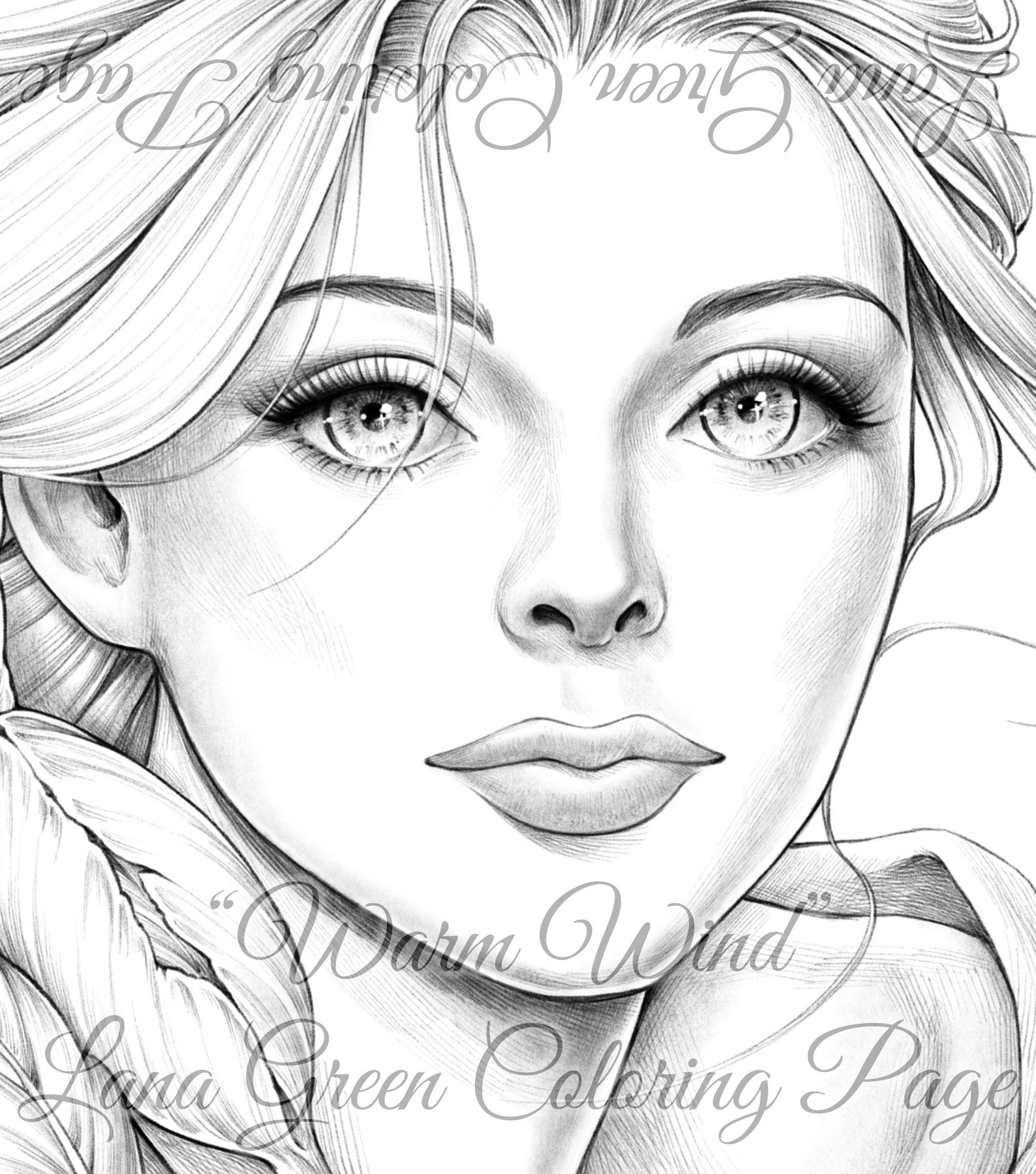 Warm Wind Coloring Page for Adults Grayscale Coloring Page | Etsy