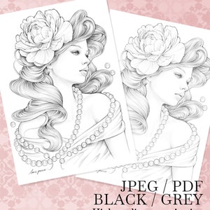 Pearly • Coloring Page for Adults • Grayscale Coloring Page • Instant ...