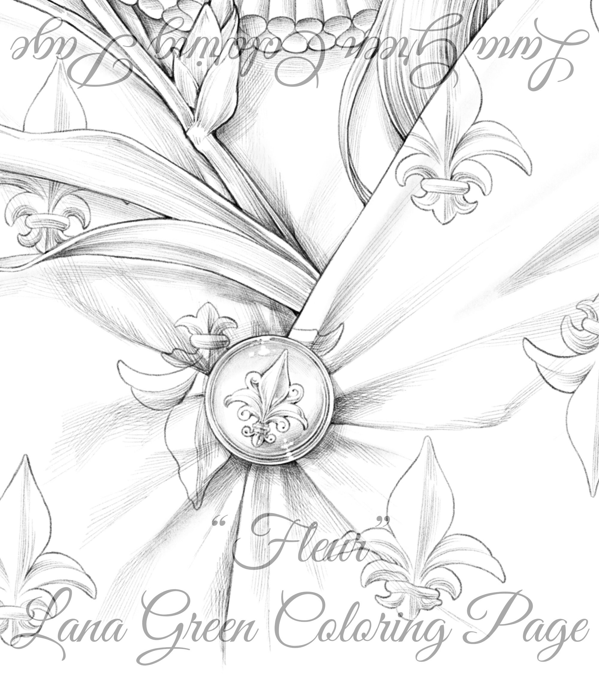 Fleur Coloring Page for Adults Grayscale Coloring Page - Etsy