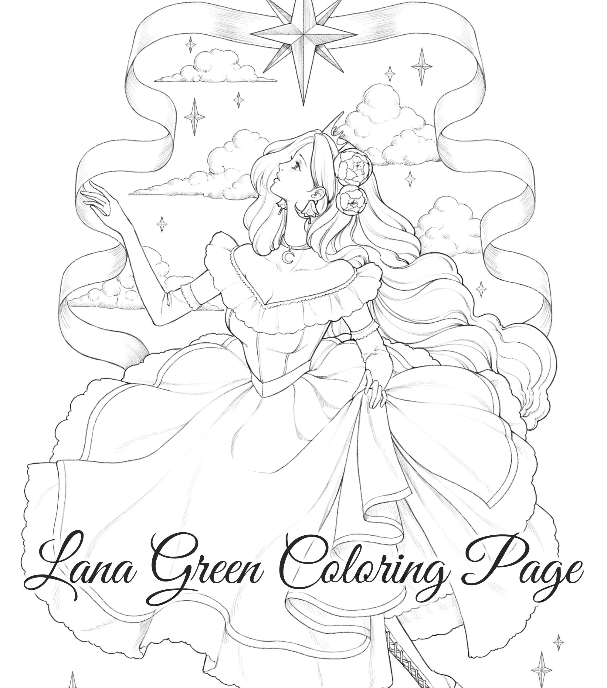 Dawn Princess Line Drawing Coloring Page Coloring Page for - Etsy Canada