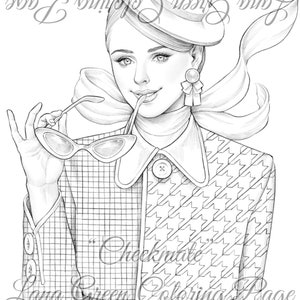 Checkmate Coloring Page for Adults Grayscale Coloring Page Instant ...