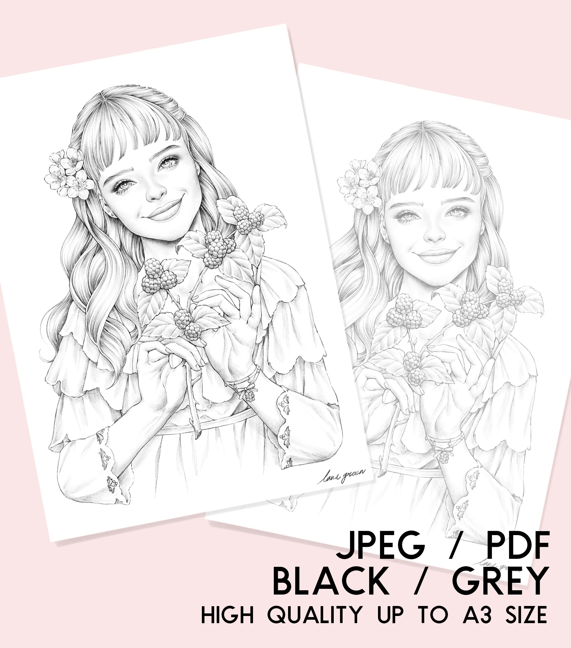 Fresh Coloring Page for Adults Grayscale Coloring Page - Etsy