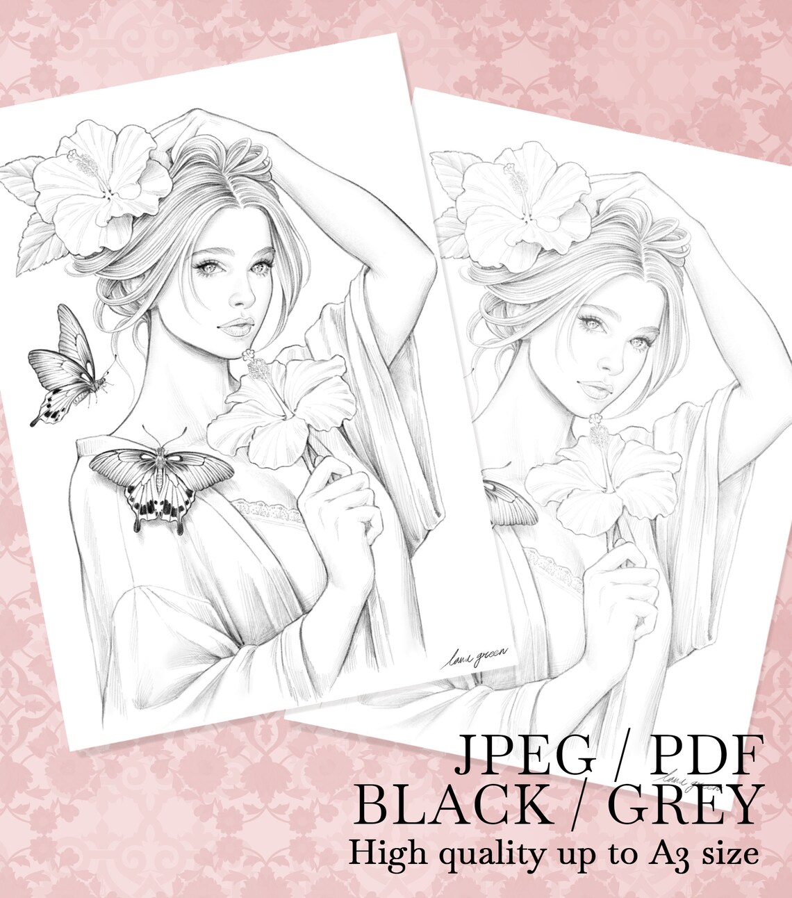 Irresistible • Coloring Page for Adults • Grayscale Coloring Page ...