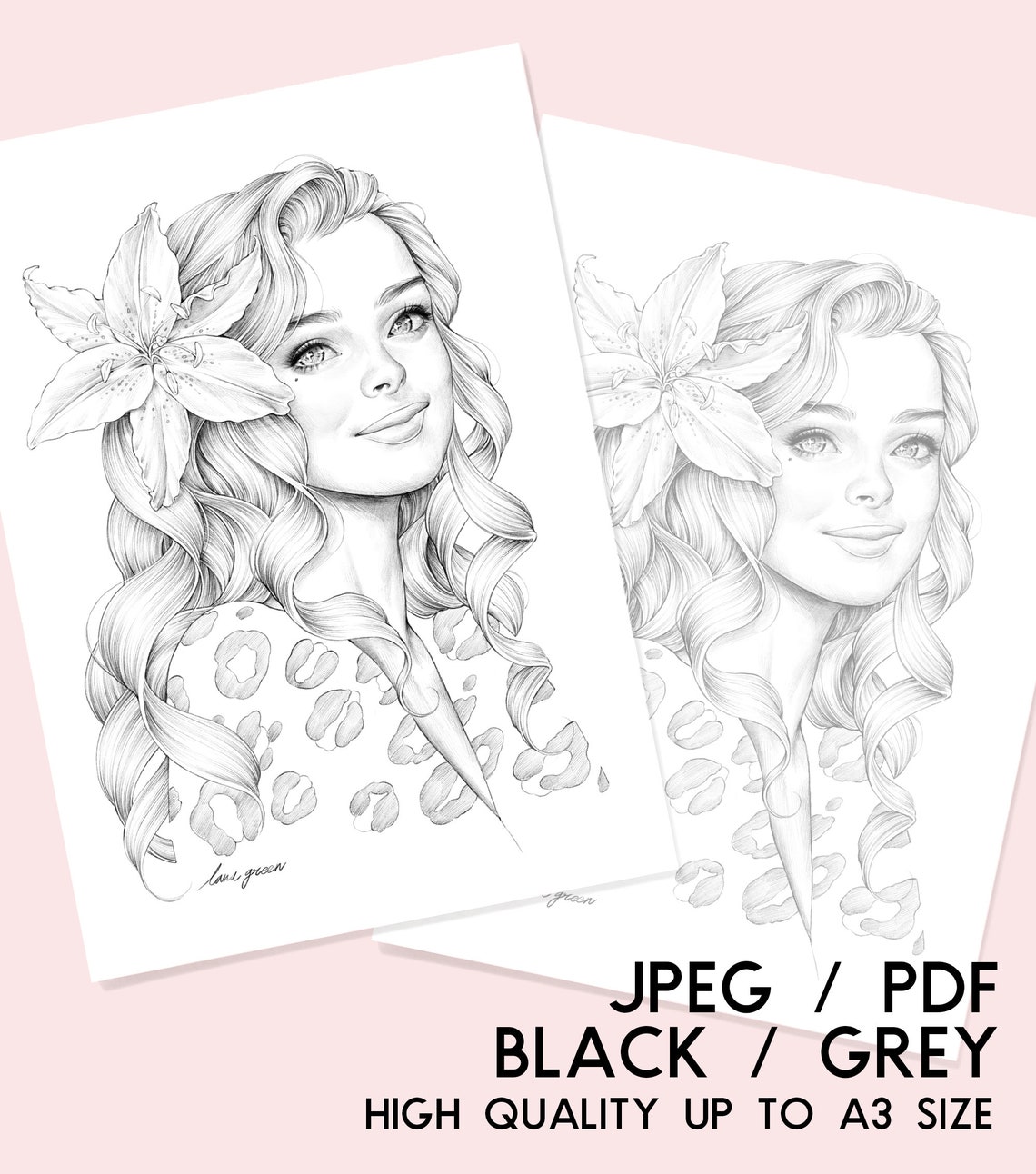 Sassy • Coloring Page for Adults • Grayscale Coloring Page • Instant ...