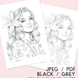 Sassy • Coloring Page for Adults • Grayscale Coloring Page • Instant ...