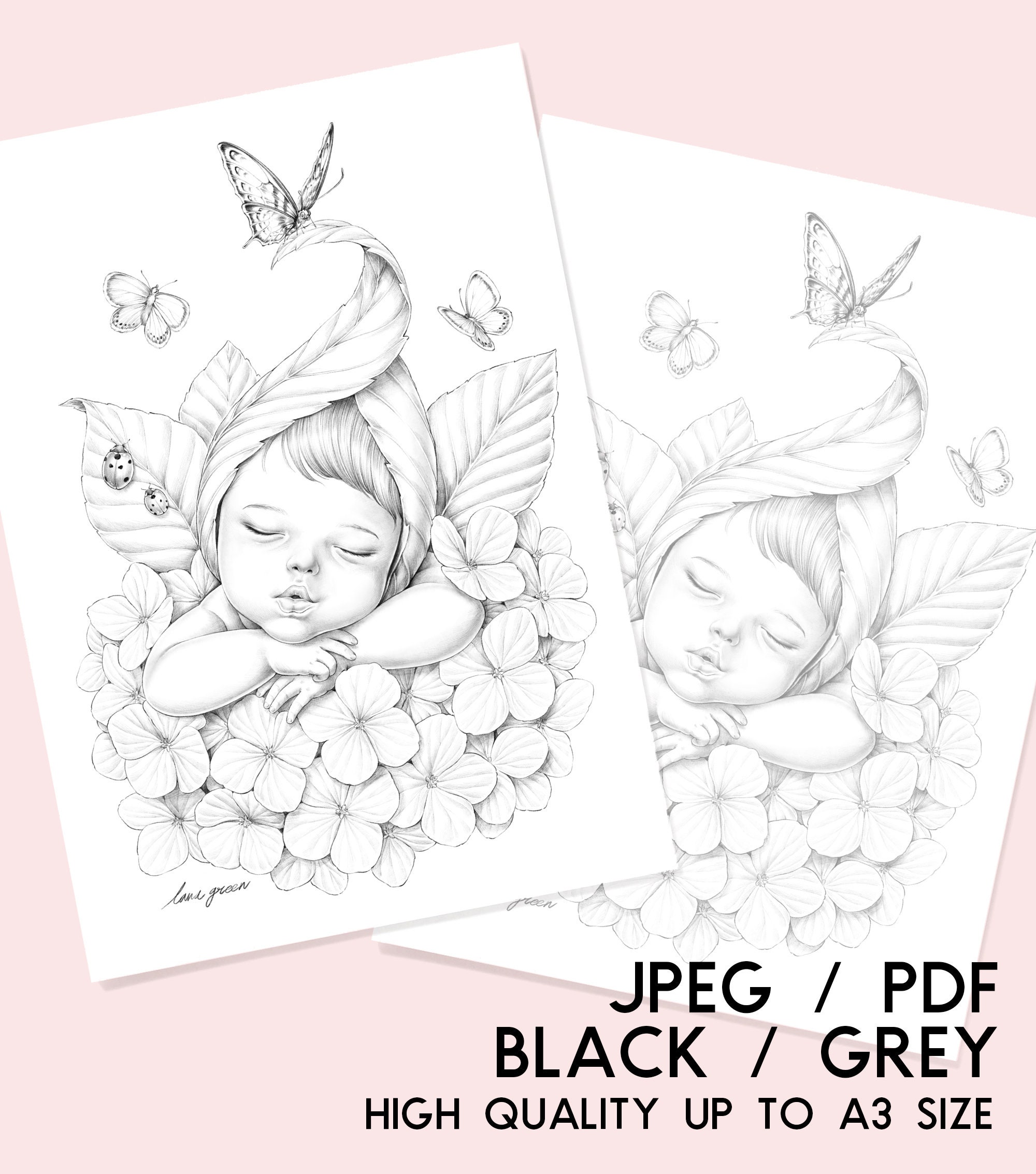 Little Nap Coloring Page for Adults Grayscale Coloring - Etsy Australia