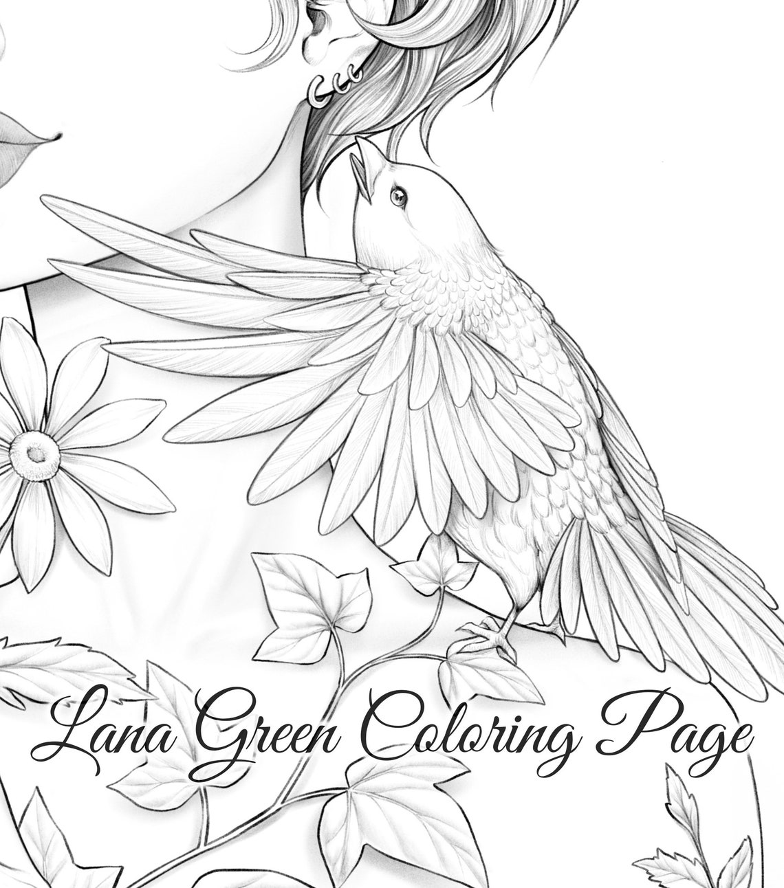 Faun Coloring Page for Adults Grayscale Coloring Page | Etsy